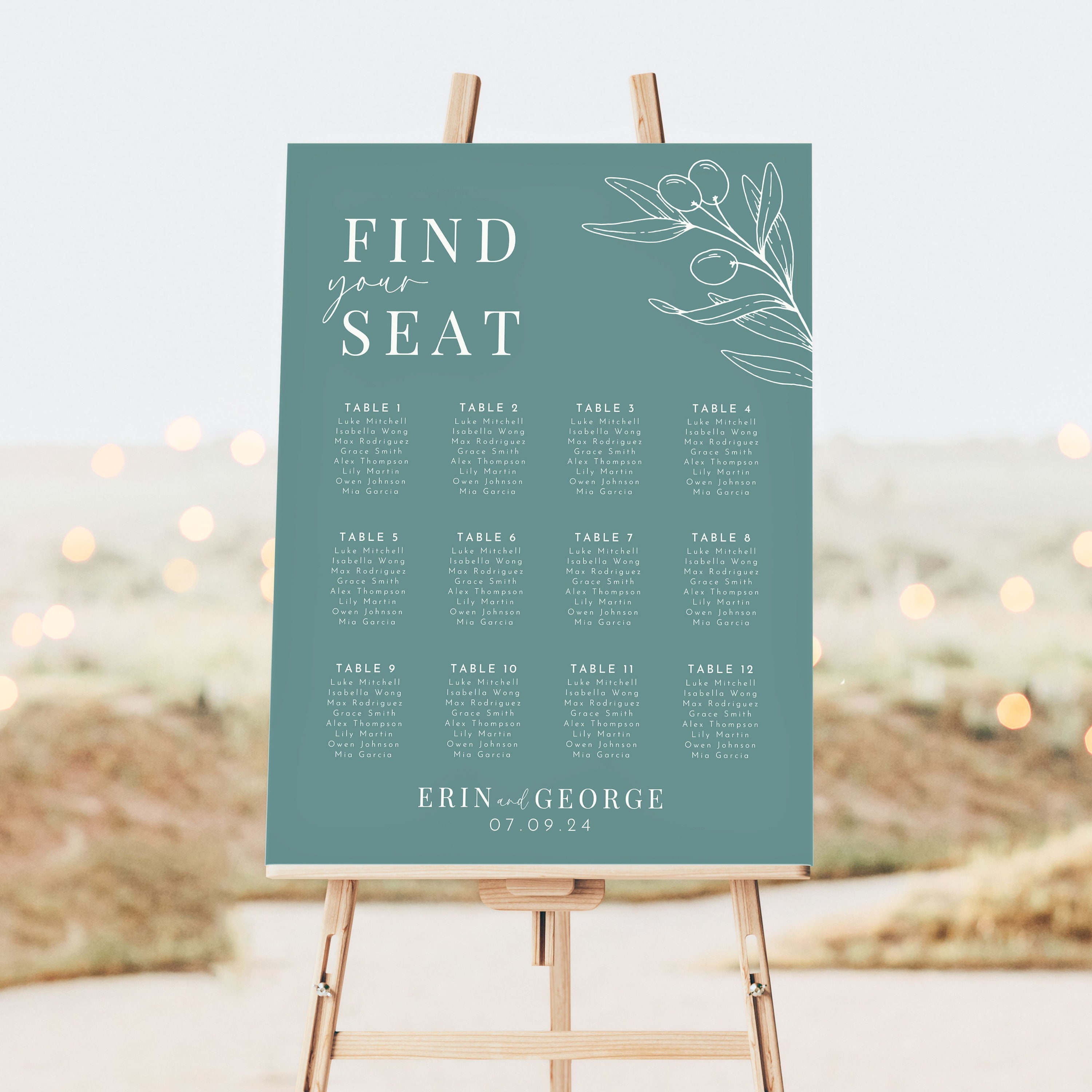 Sage Green Seating Chart Modern Seating Plan Printable - Etsy