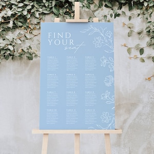 Tableau des tables de mariage floral, panneau de table imprimable plan ...