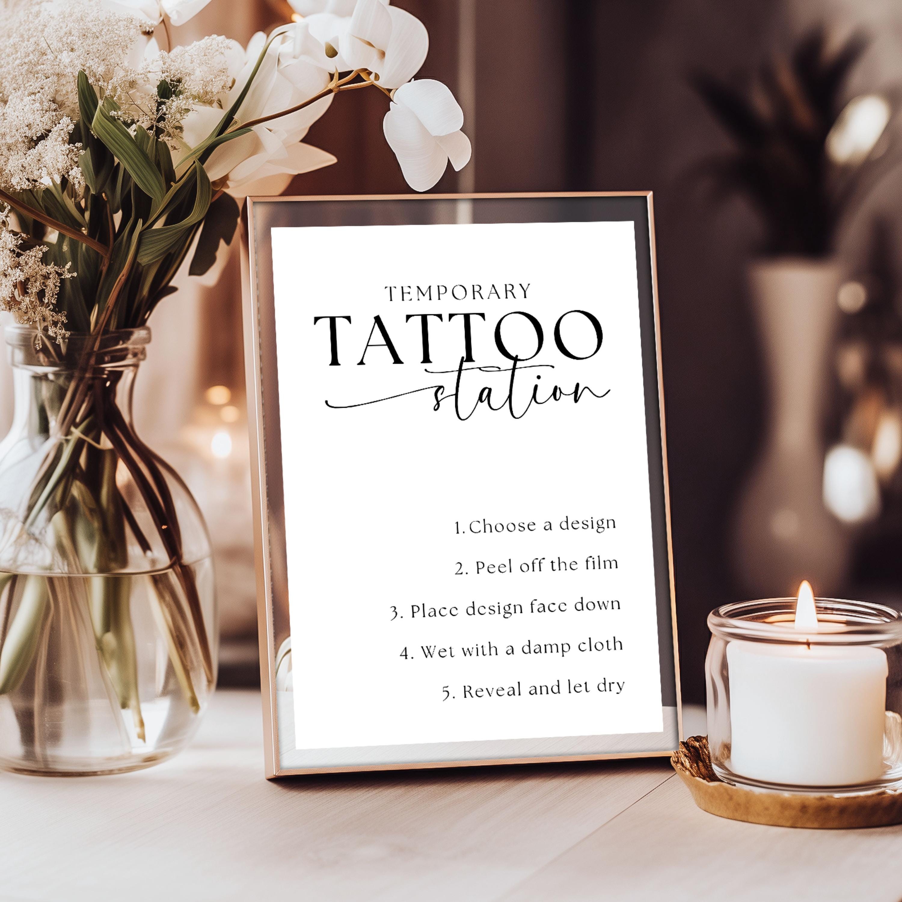Temporary Tattoos Station Wedding Tattoo Favor Sign, Wedding Tattoo ...