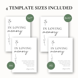 In Loving Memory Sign Template, Forever in Our Hearts Memory Table Sign ...