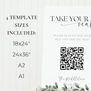 QR Code Wedding Seating Chart | Modern Digital Seating Chart Plan ...