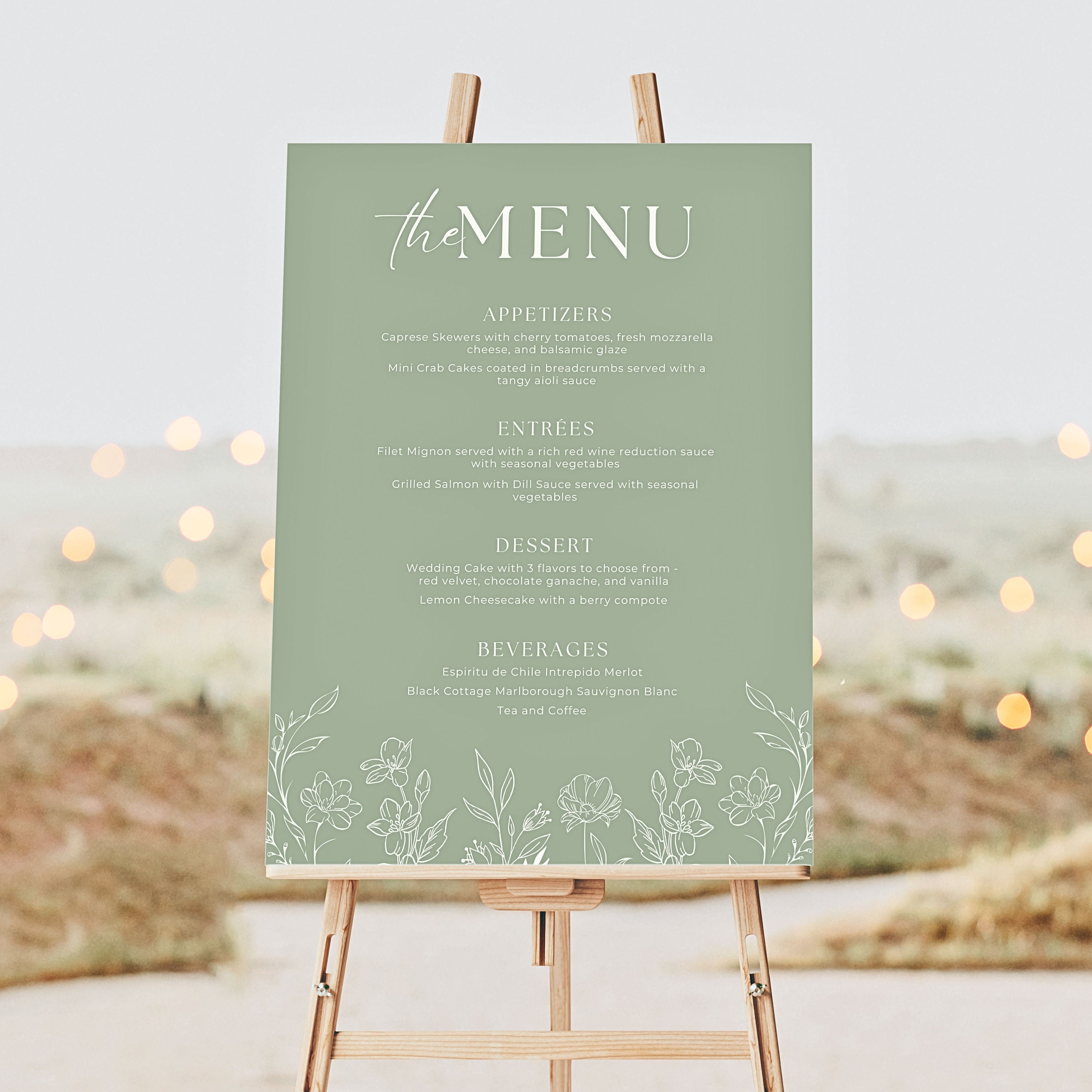 Food Menu Wedding Template DIY Wedding Menu Menu Template - Etsy