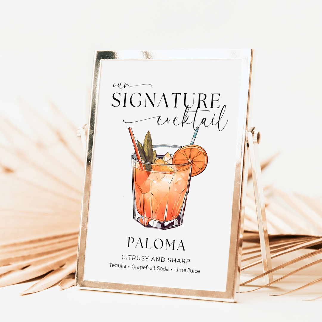 Bar Sign Paloma | Signature Drinks Sign | Our Signature Cocktail ...