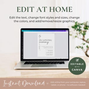 Modern in Loving Memory Sign Template, Simple Wedding Memorial Sign ...