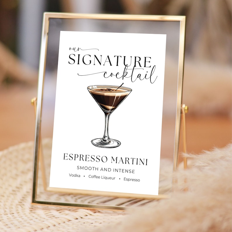 Espresso Martini Signature Drink Sign Signature Drink Decor Wedding Bar ...