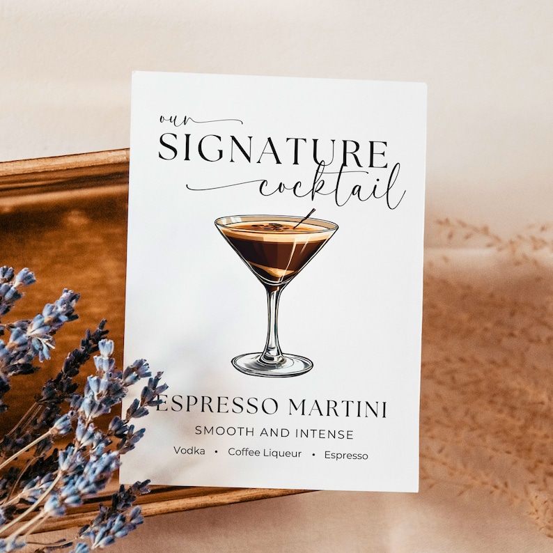 Espresso Martini Signature Drink Sign Signature Drink Decor Wedding Bar ...