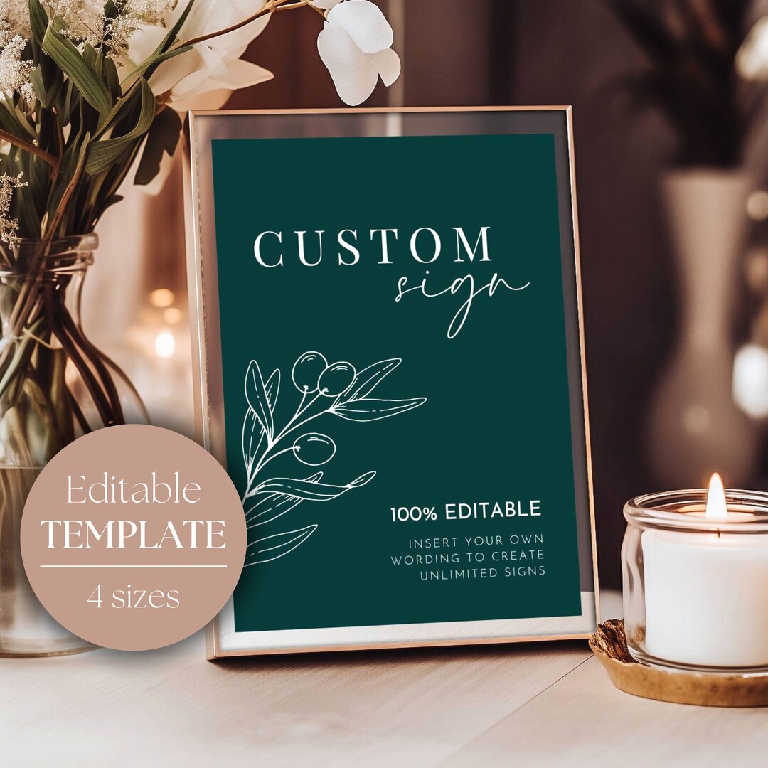 Forest Green Wedding Sign Template Editable Template Printable Wedding ...
