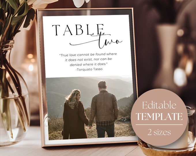 Fun Facts Table Number Template With Photo Modern Love Story Table Sign ...