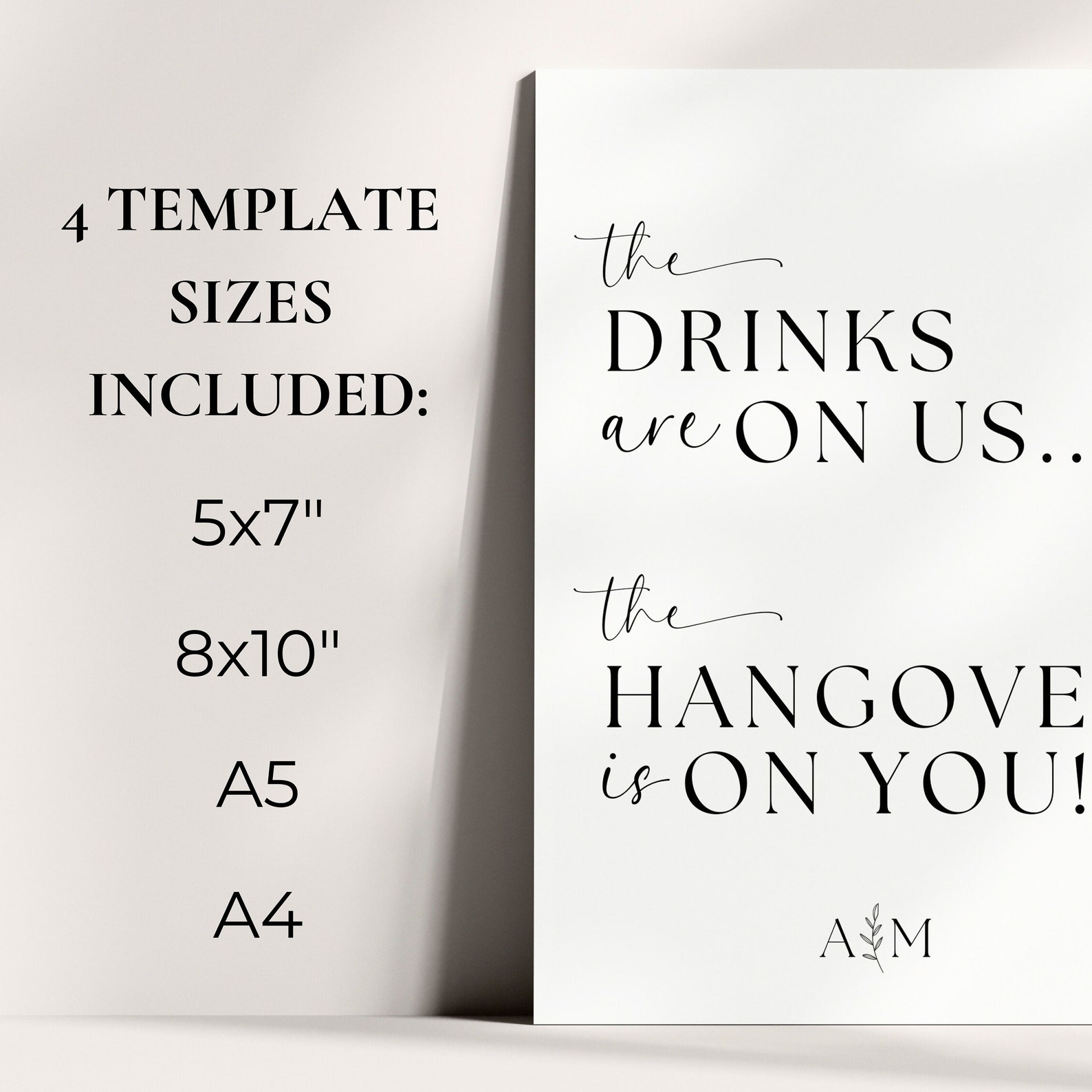 Drinks on Us Bar Sign | the Drinks Are on Us the Hangover is on You ...