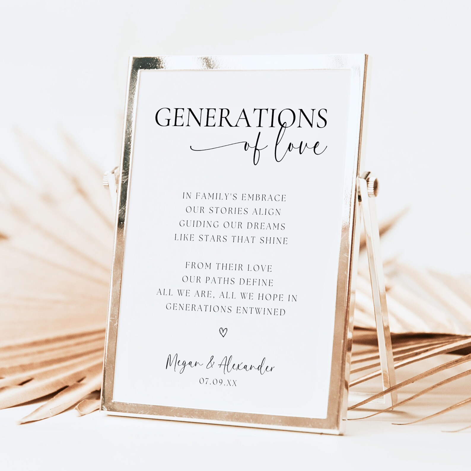 Generations of Love Wedding Sign Printable Editable Template, Modern ...