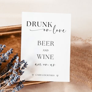 Beer and Wine Sign Wedding | Wedding Open Bar Sign | Beer and Wine Are ...