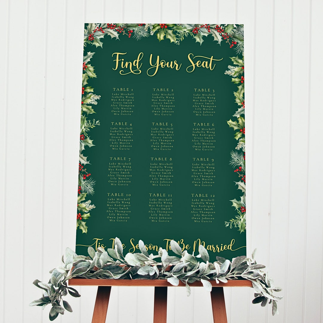 Holiday Seating Chart | Christmas Wedding | Seating Chart Sign ...