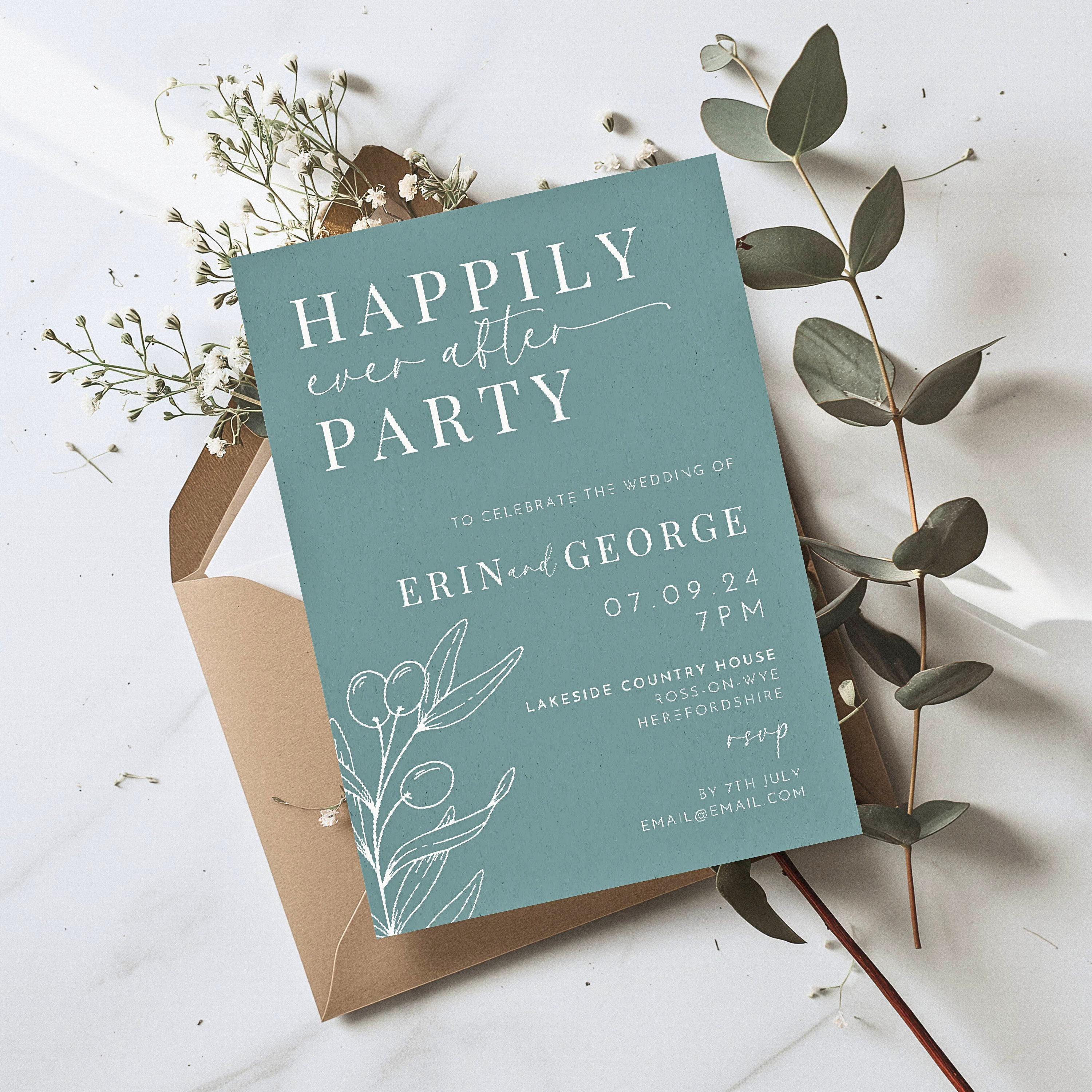 Reception Party Invitation Wedding Elopement Reception Invite Boho ...