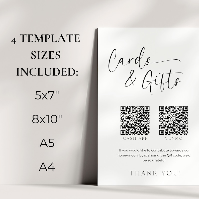 Gift Table Sign With Qr Code Honeymoon Fund Sign Wedding Qr Code Sign ...