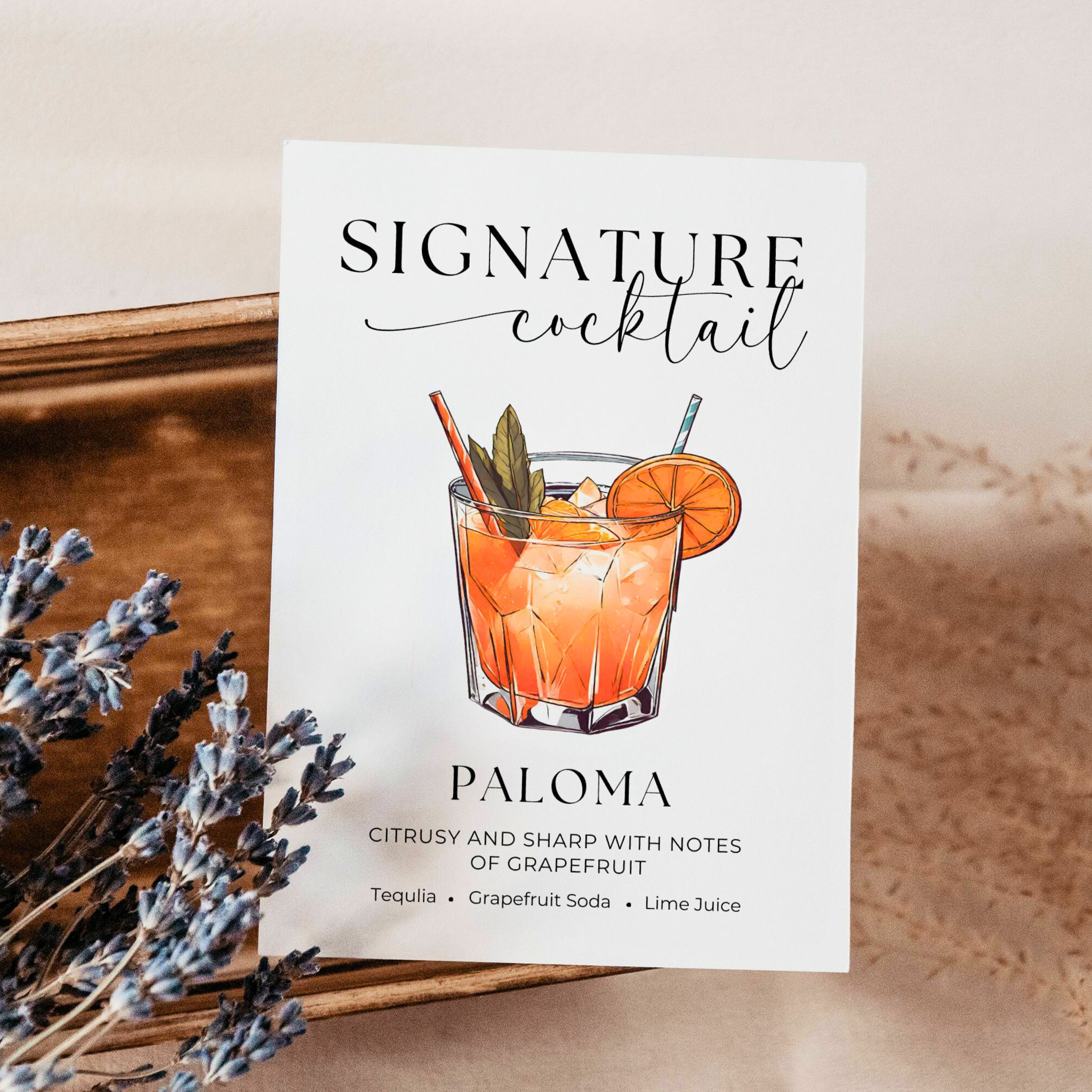 Bar Sign Paloma Modern Editable Drink Menu Wedding Bar - Etsy