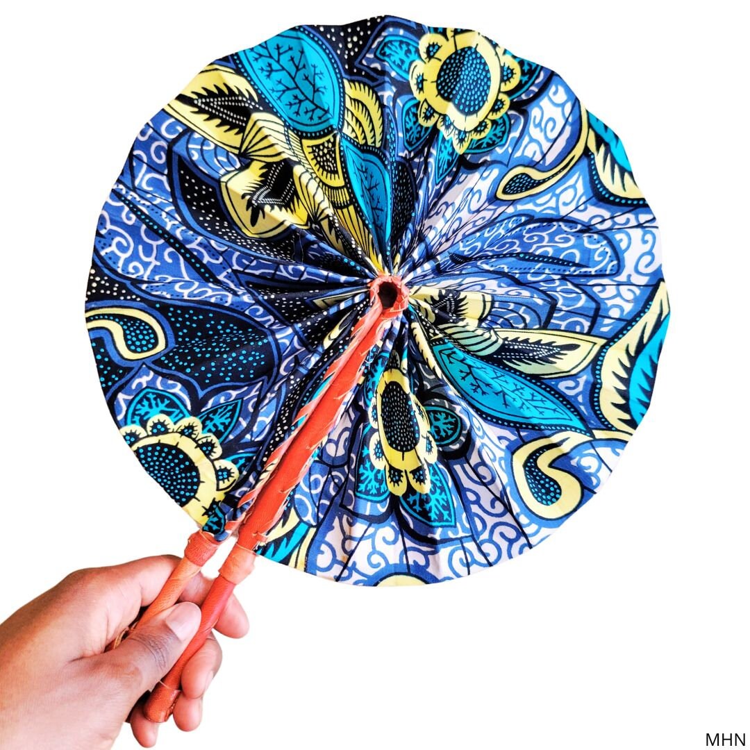 Hand Fan, Fabric and Leather Fan, Kente Fan, Handmade Fan - Etsy