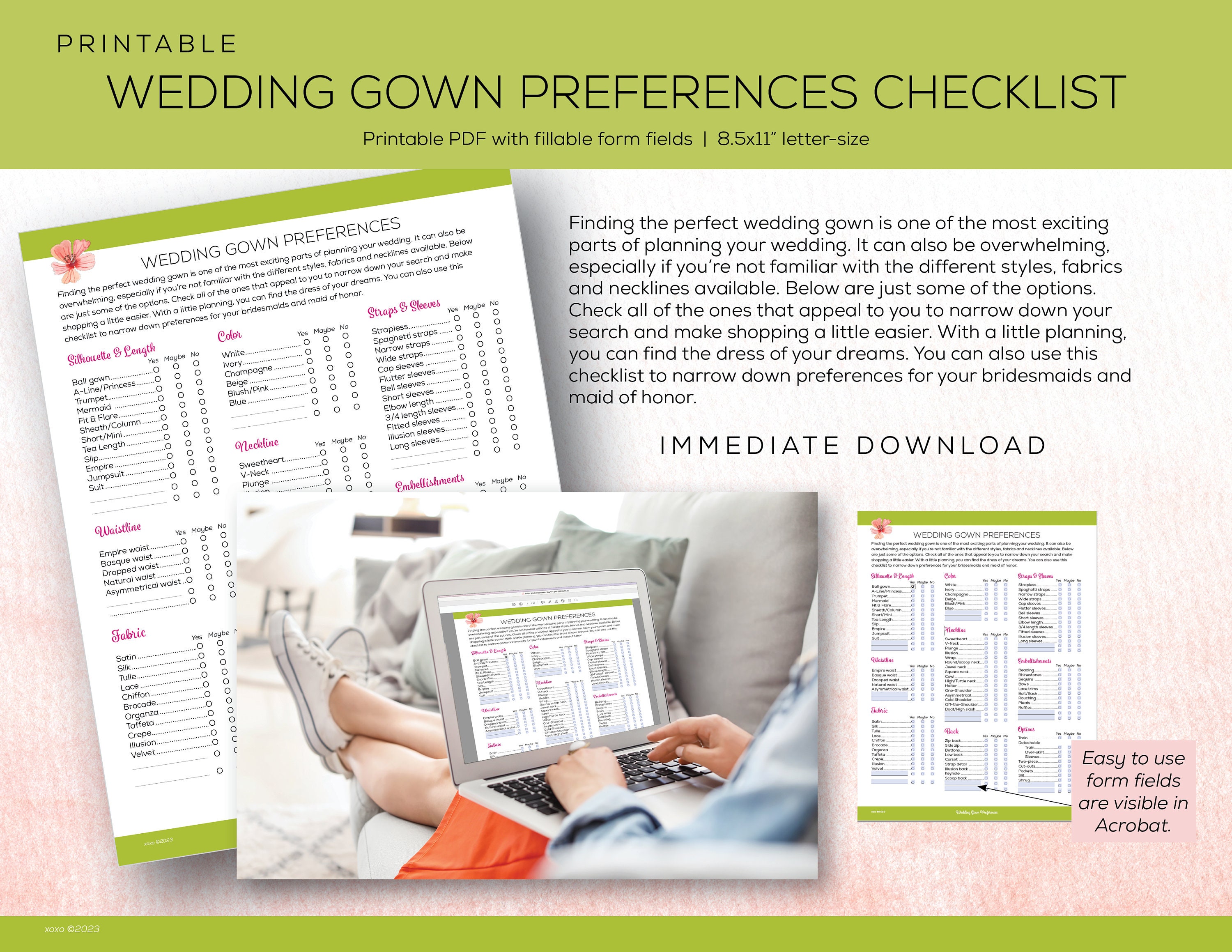 Printable Wedding Gown Shopping Planner, Bridal Gown Shopping ...