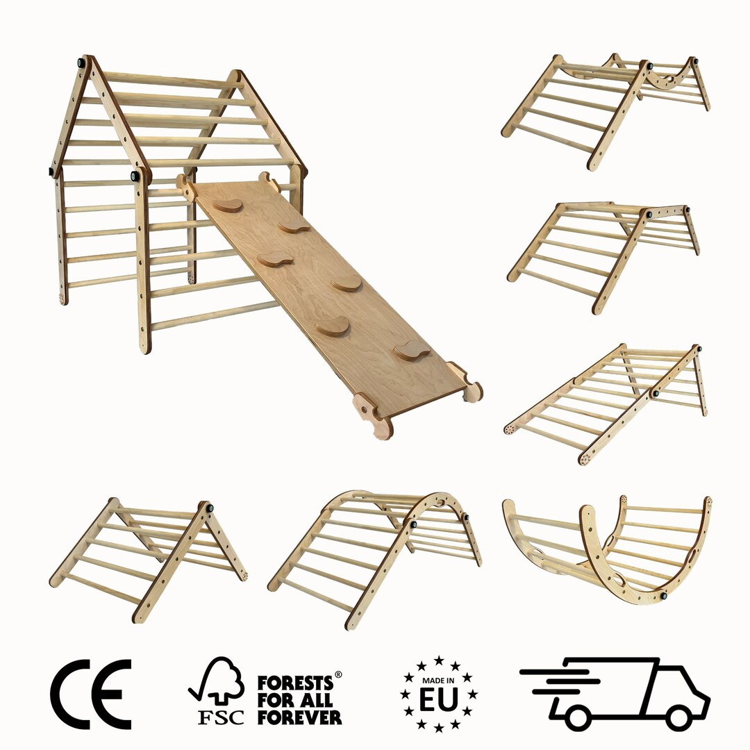 Transformable Toddler Climbing Triangle Double Sided Ramp Arch Wooden ...