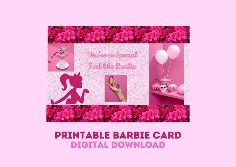 Digital Barbie Card Printable Barbie Card for Event or Special People ...
