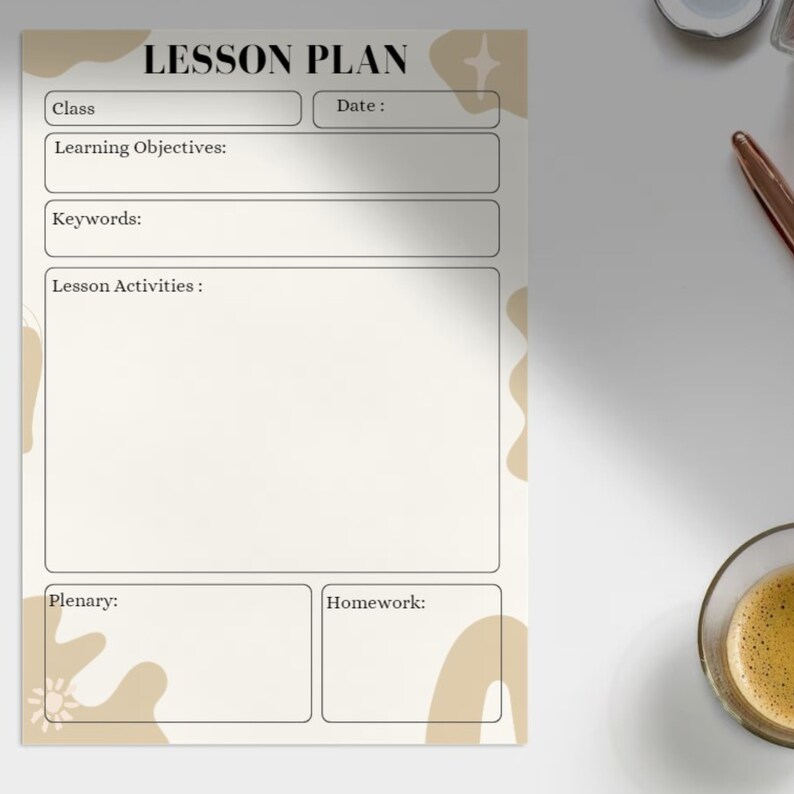 Lesson Plan Template, Weekly School Planner, Aesthetic Timetable for ...