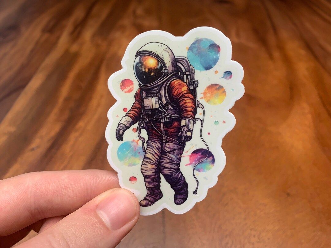 Astronaut in Space Sticker - Weather Resistant Vinyl Matte Sticker for ...