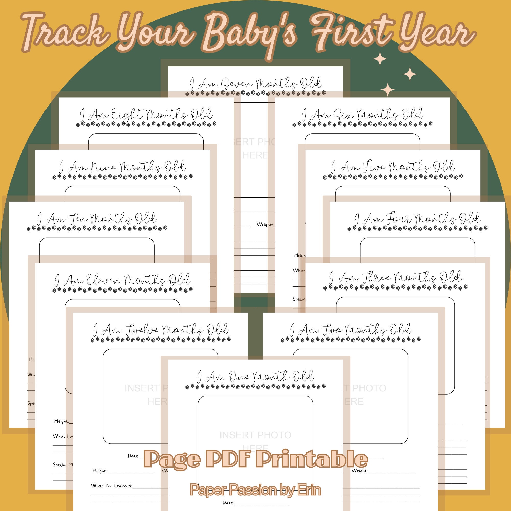 Baby Book, Baby's First Year, Printable Pages, Baby's Milestones ...