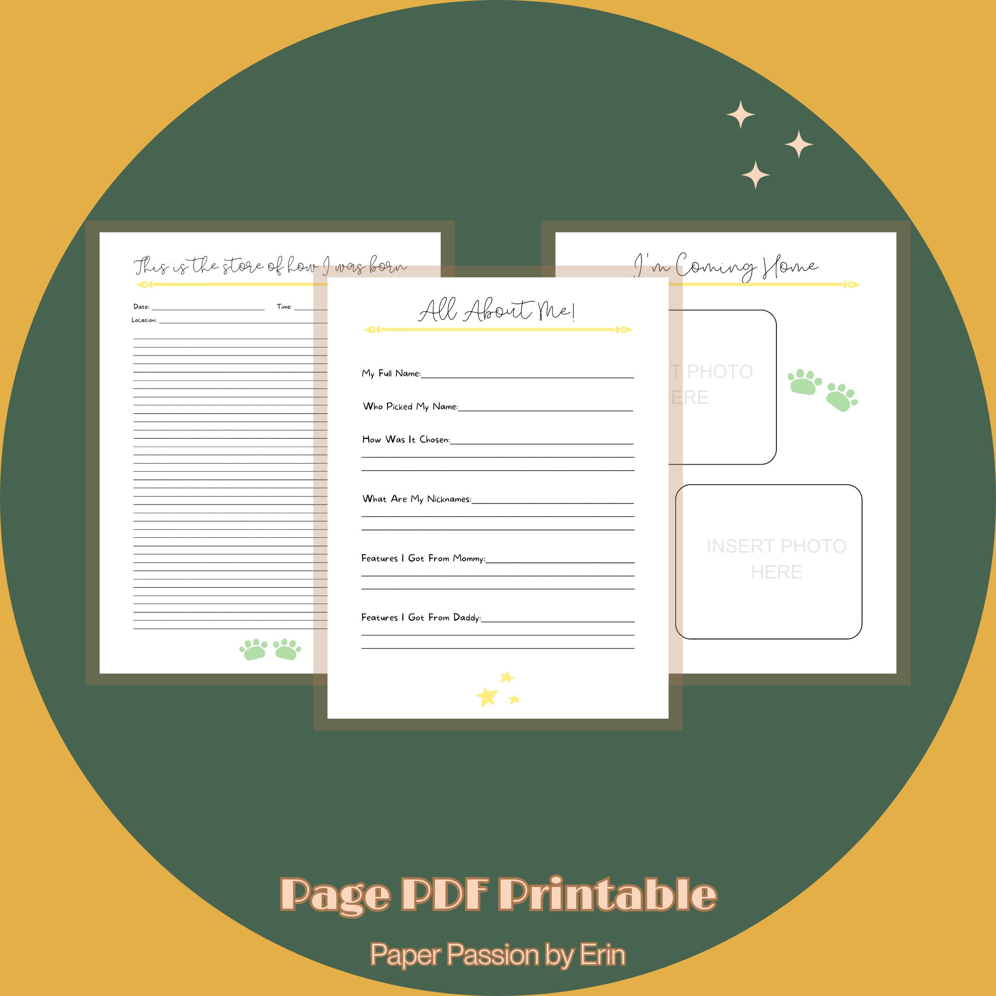 Baby Book, Baby's First Year, Printable Pages, Baby's Milestones ...