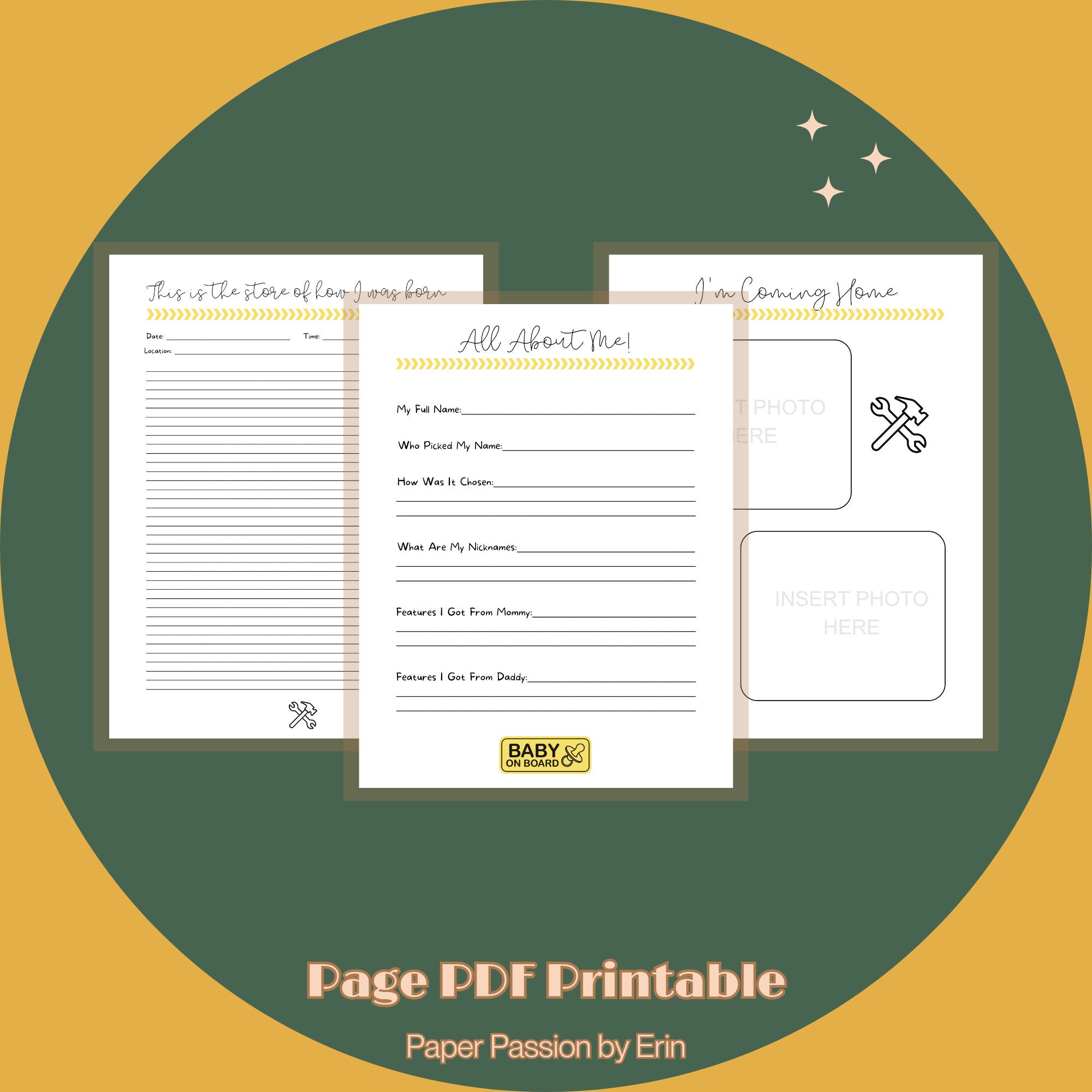 Baby Book, Baby's First Year, Printable Pages, Baby's Milestones ...