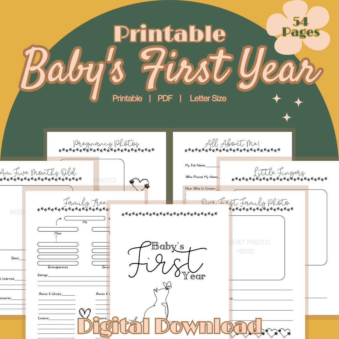 Baby Book, Baby's First Year, Printable Pages, Baby's Milestones ...