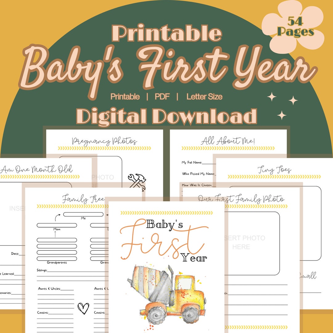 Baby Book, Baby's First Year, Printable Pages, Baby's Milestones ...