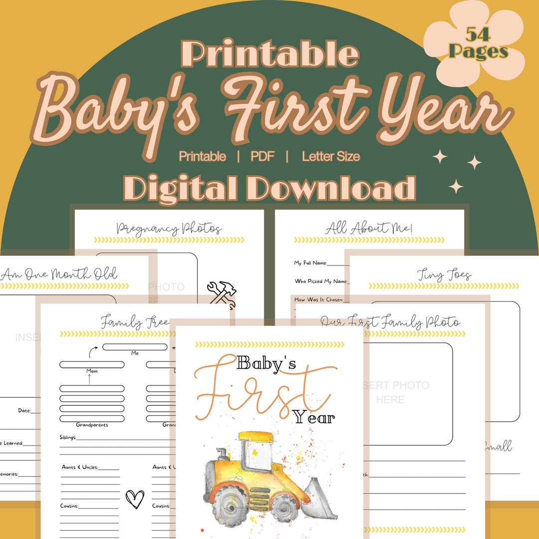 Baby Book, Baby's First Year, Printable Pages, Baby's Milestones ...
