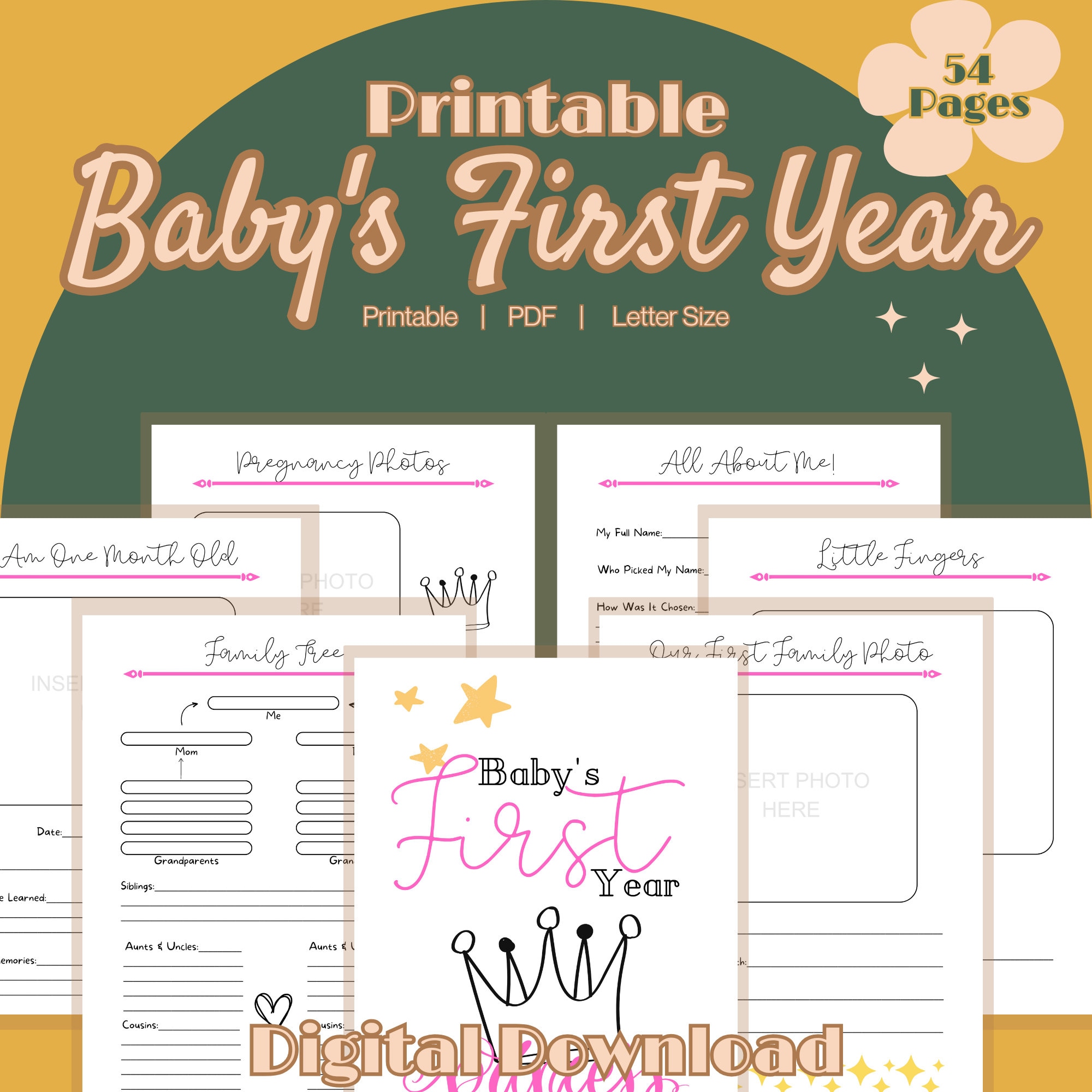 Baby Book, Baby's First Year, Printable Pages, Baby's Milestones ...