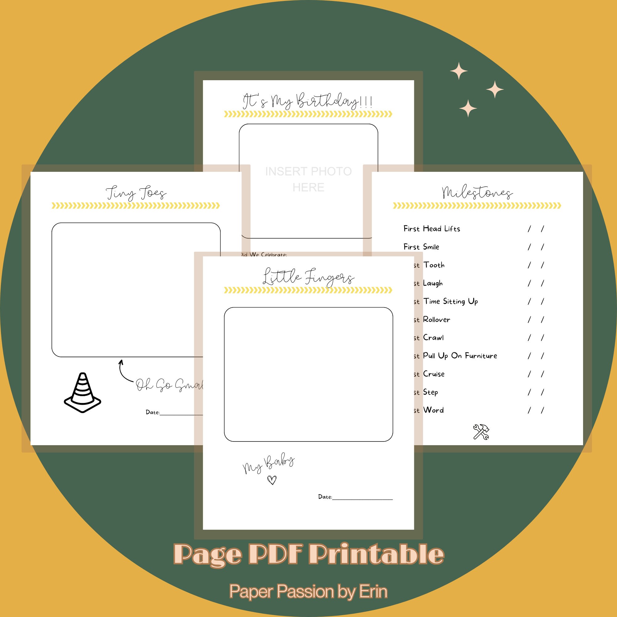 Baby Book, Baby's First Year, Printable Pages, Baby's Milestones ...