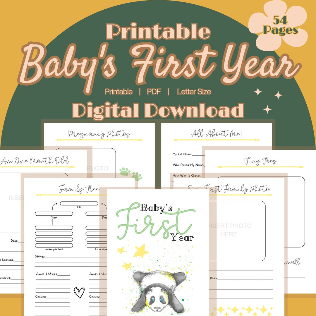 Baby Book, Baby's First Year, Printable Pages, Baby's Milestones ...
