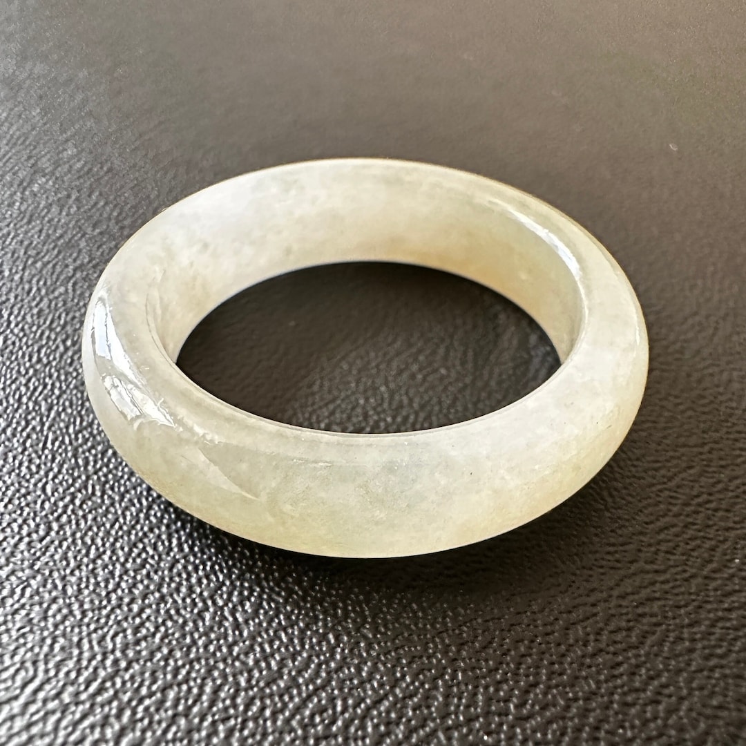 F Natural Burmese White Oil Color Grade A Jadeite Jade Ring,size 9.25 ...