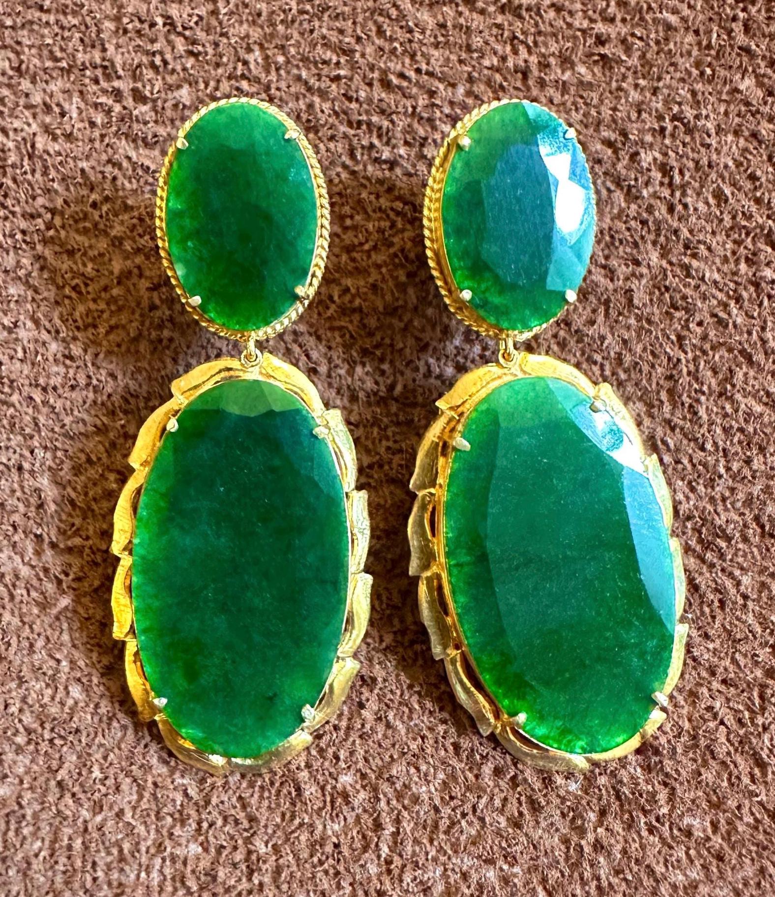 Certified Natural Burmese Grade A Jadeite Jade Gold Plated Silver Stud ...