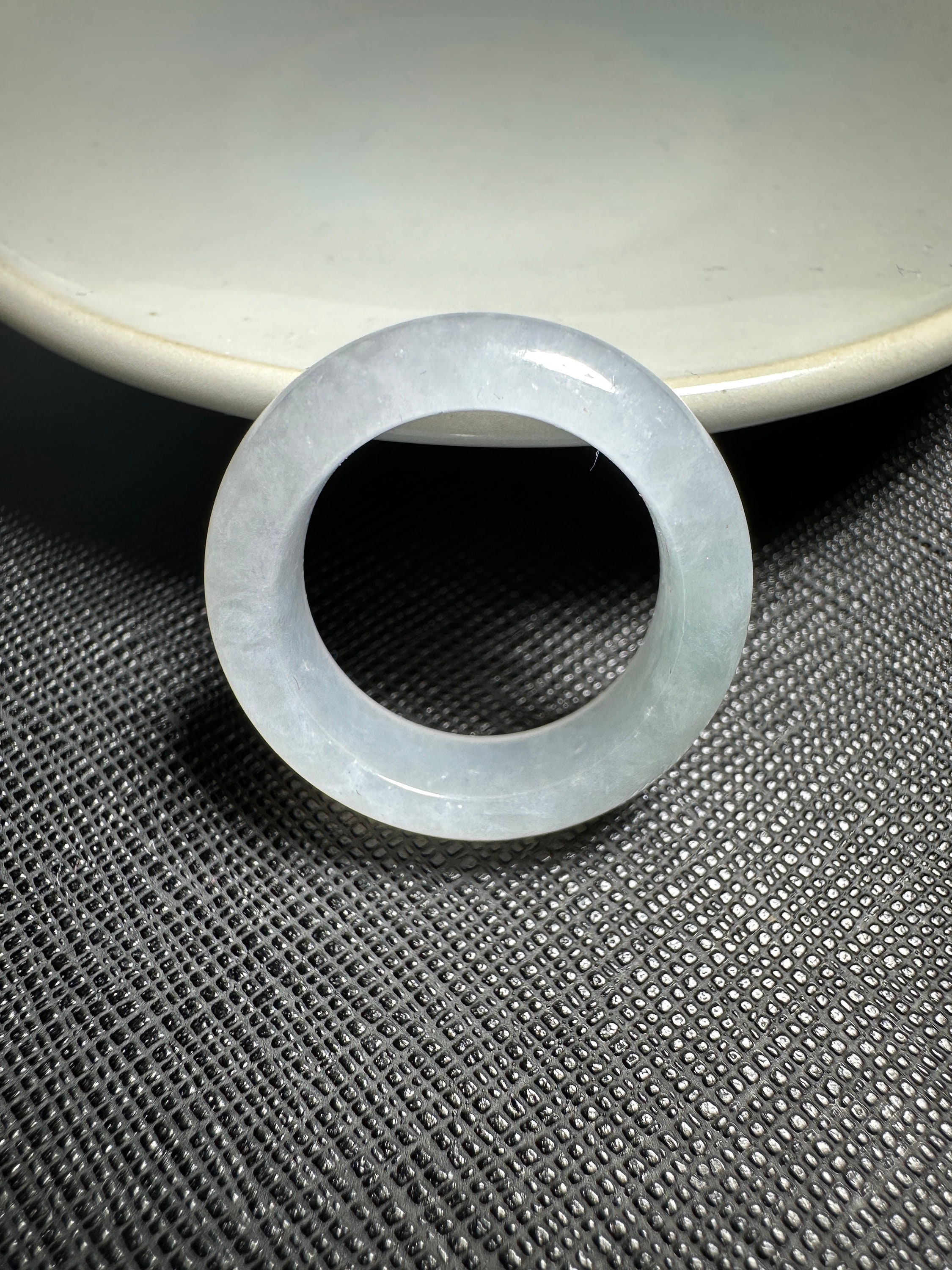 Natural Burmese Grade A Jadeite Jade White Color Icy Ring, 3.9mm Width and 6.8mm in Length, Size ...