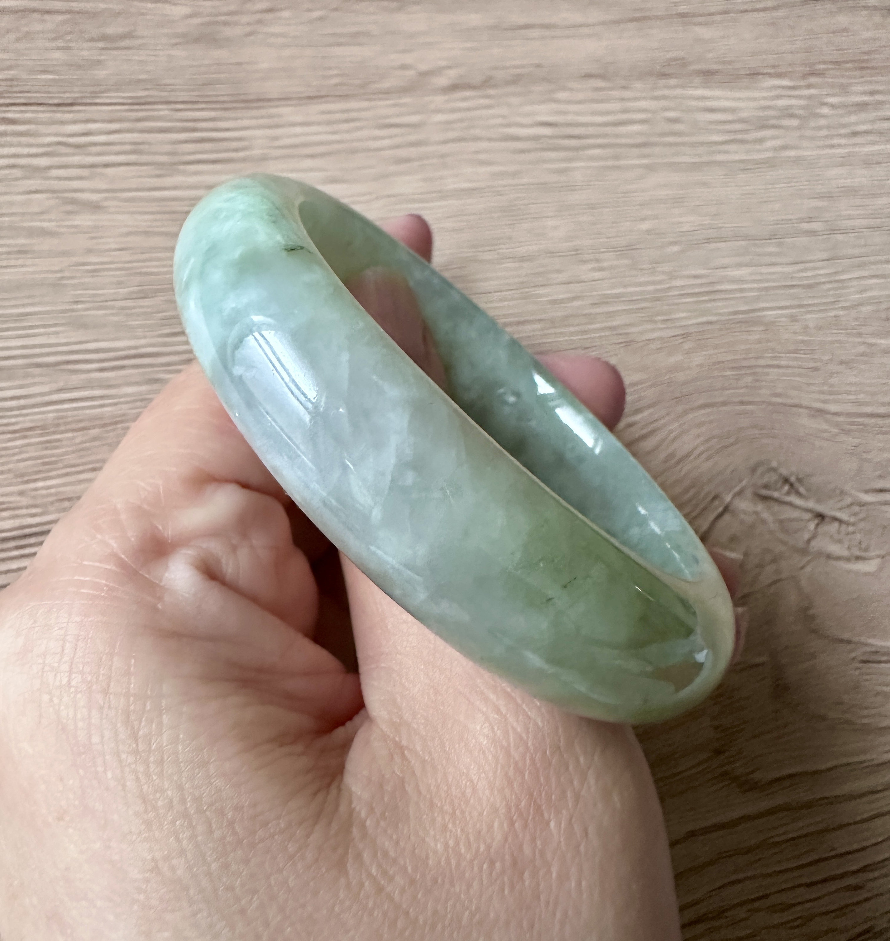 Natural Burmese Grade A Jadeite Jade Bangle, Light Green and Lavender ...