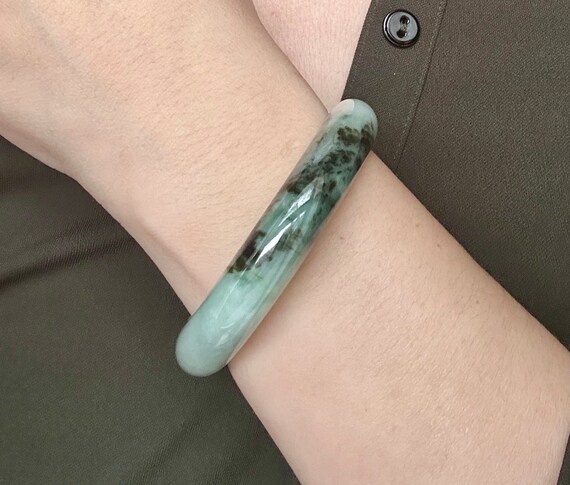 Natural Burmese Grade A Jadeite Jade Bangle, Dark Gre… - Gem