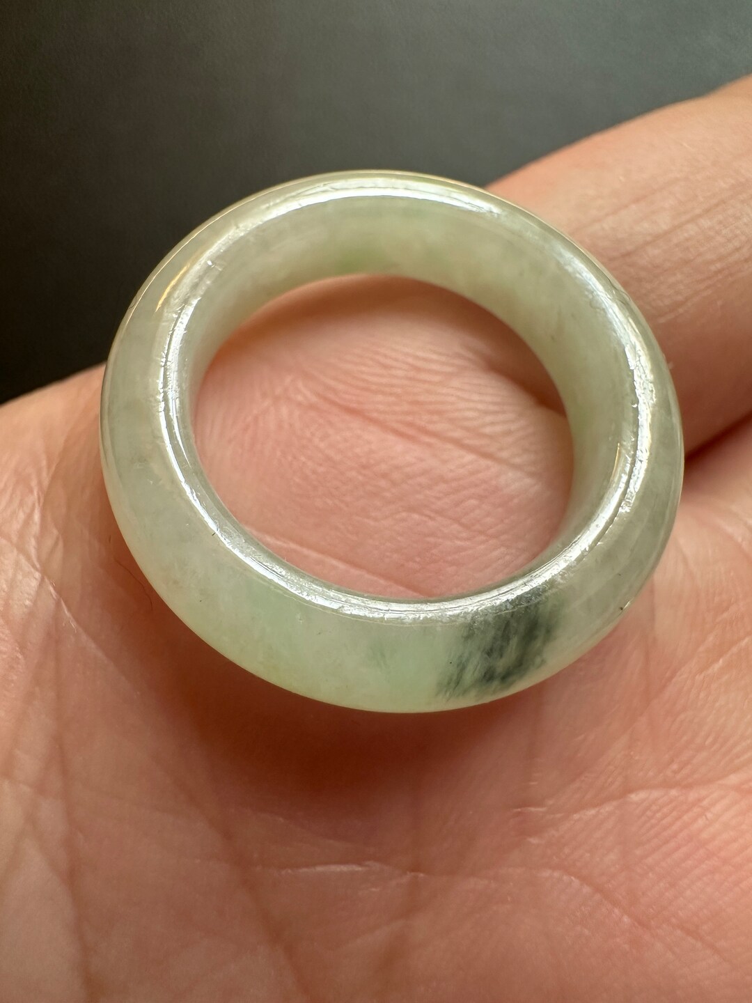 Natural Burmese Grade A Jadeite Jade Light Green Color Ring, Size 6.75 ...