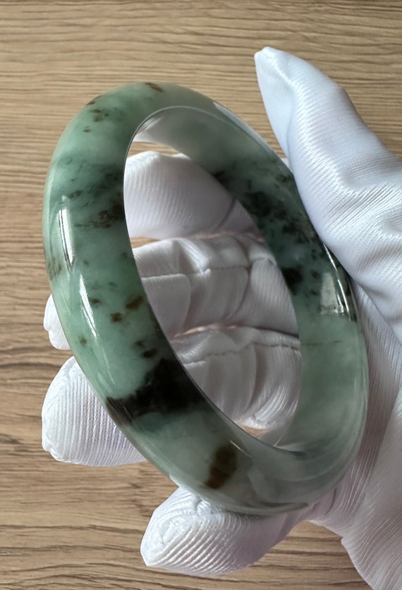 Natural Burmese Grade A Jadeite Jade Bangle, Dark Gre… - Gem