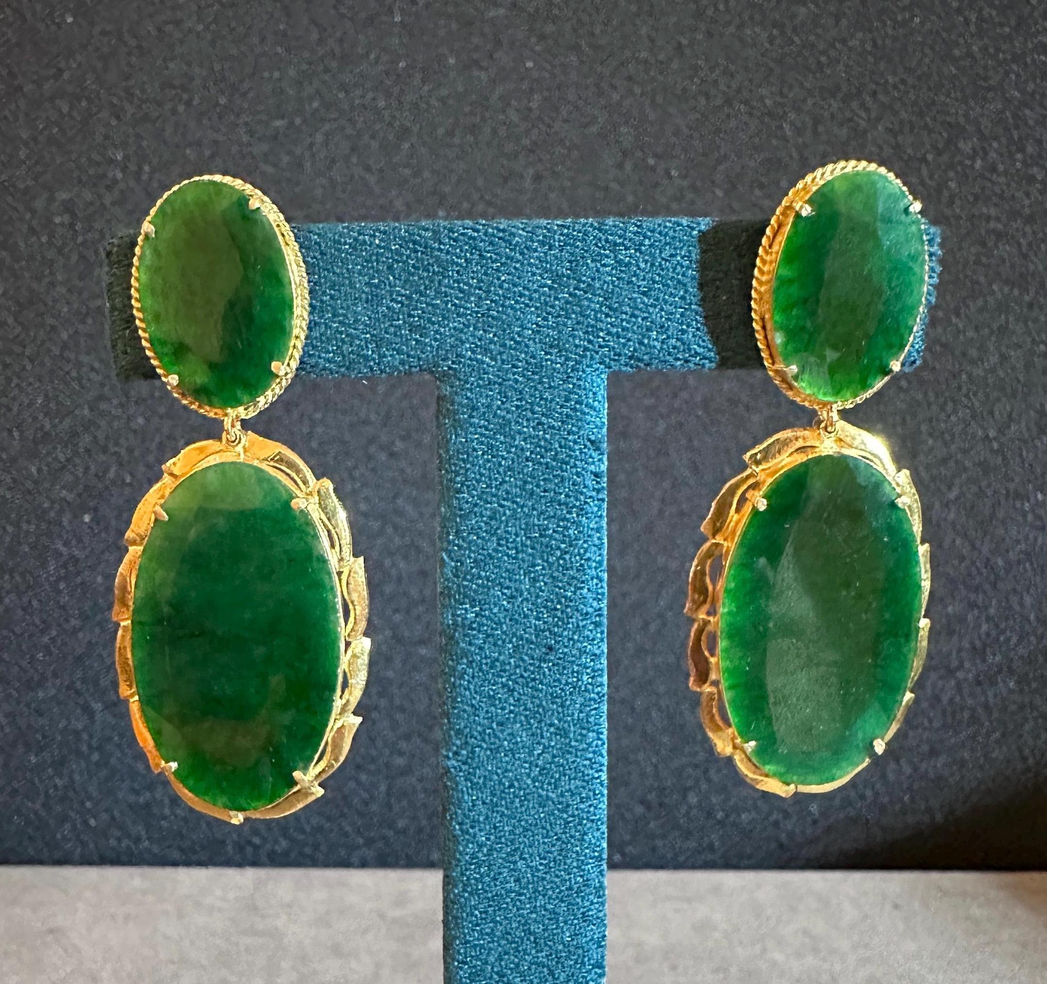 Certified Natural Burmese Grade A Jadeite Jade Gold Plated Silver Stud ...