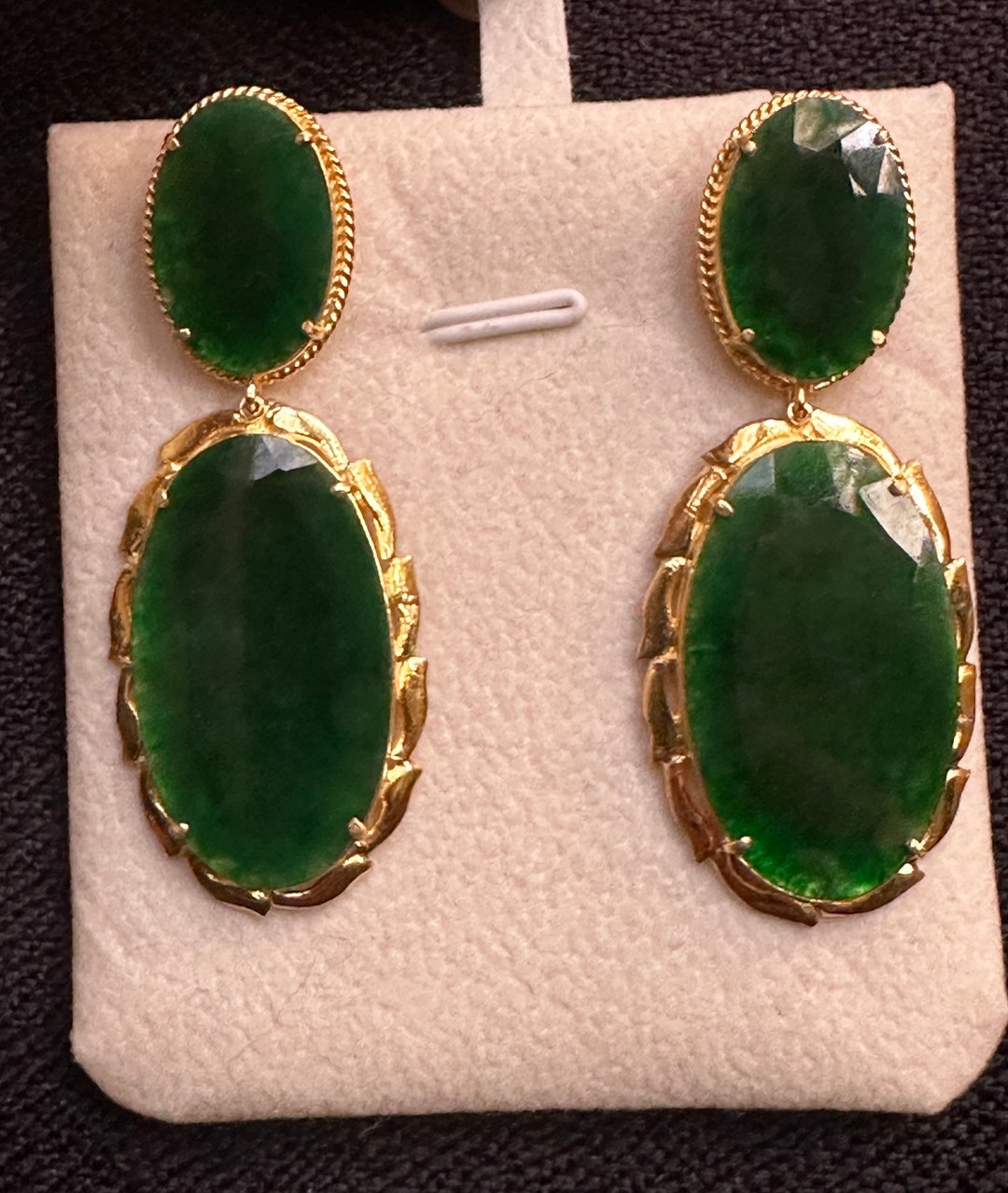 Certified Natural Burmese Grade A Jadeite Jade Gold Plated Silver Stud ...