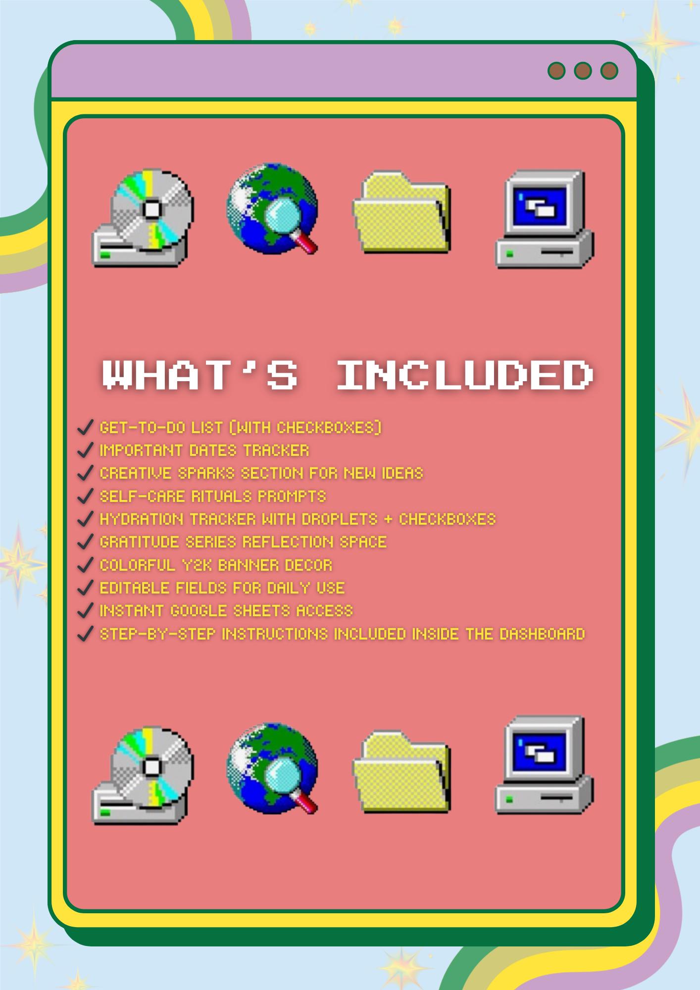 Y2K Digital Day Planner | Get-to-do List, Gratitude Tracker (instant ...