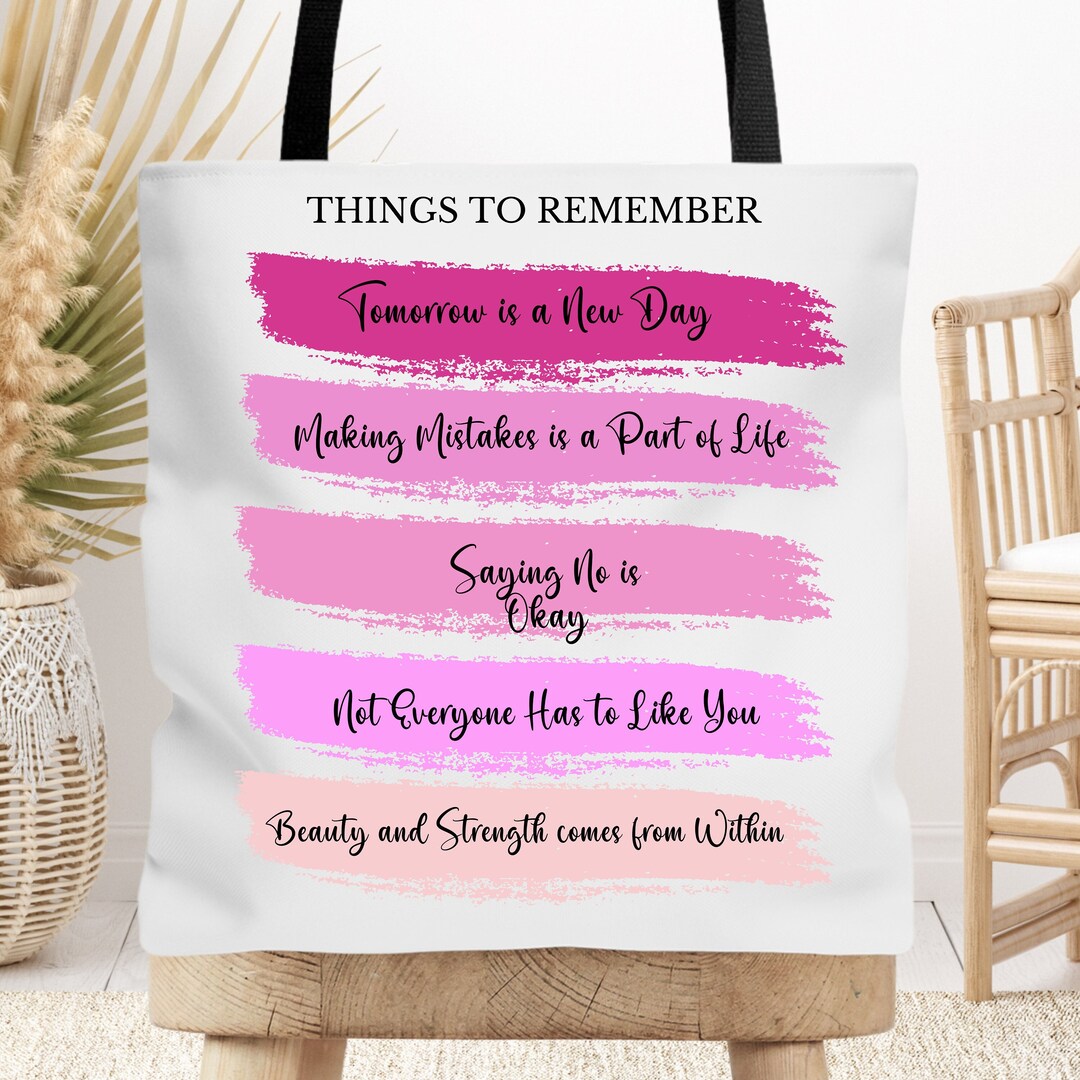 Beautiful Things to Remember Tote Bag, Canvas Tote, Motivational Canvas ...