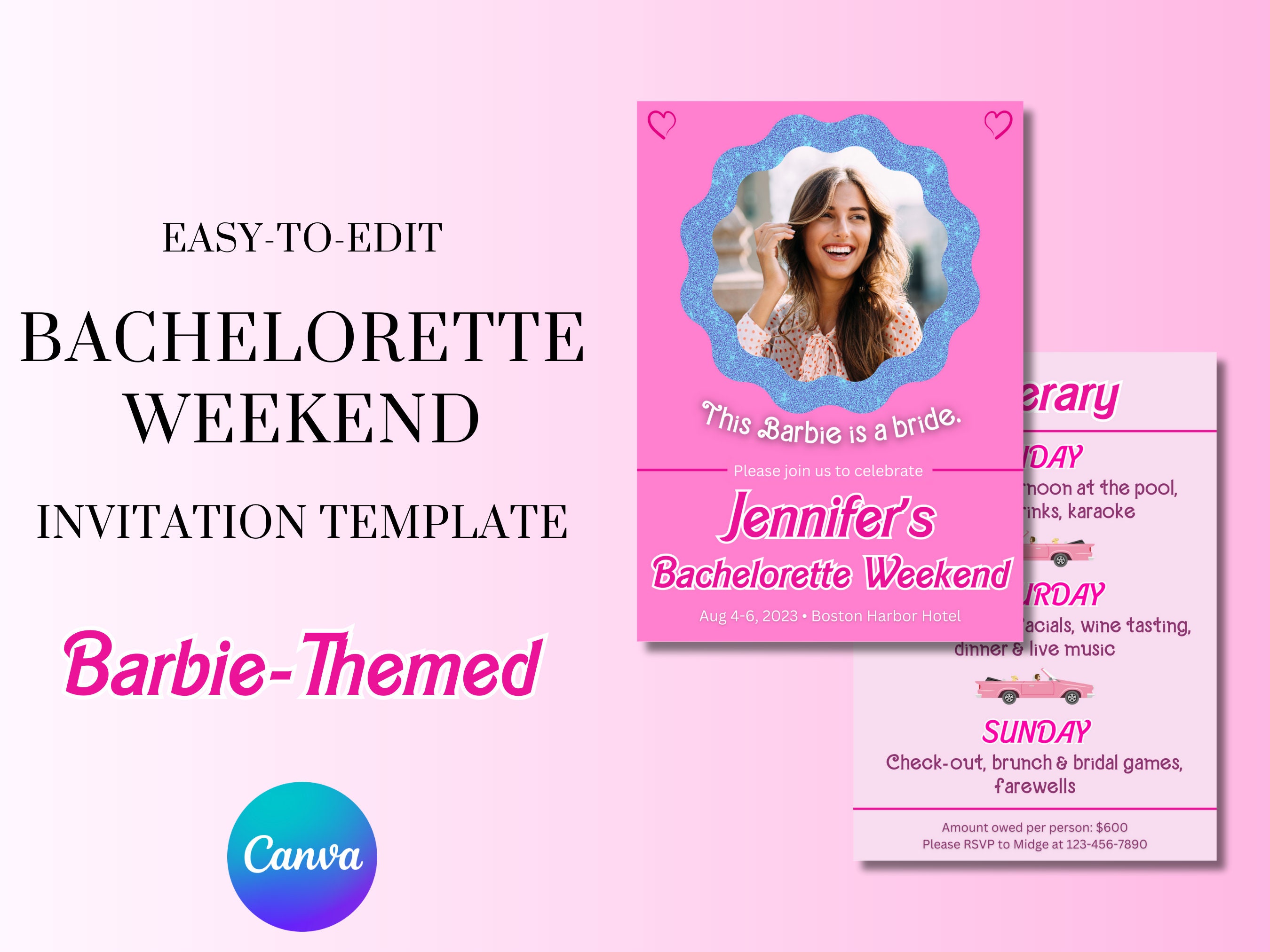 Editable Digital Bachelorette Itinerary Invitation Template - Etsy