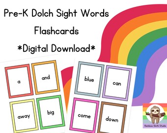 Printable | Dolch Sight Words | Pre-k | Flashcards | Bingo Card Set ...