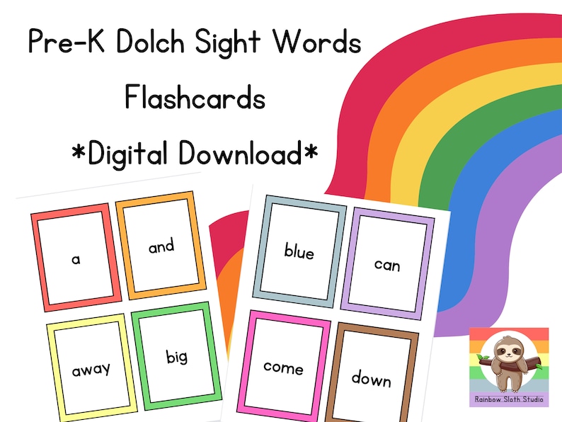 Pre-k Dolch Sight Words Flashcards-printable - Etsy