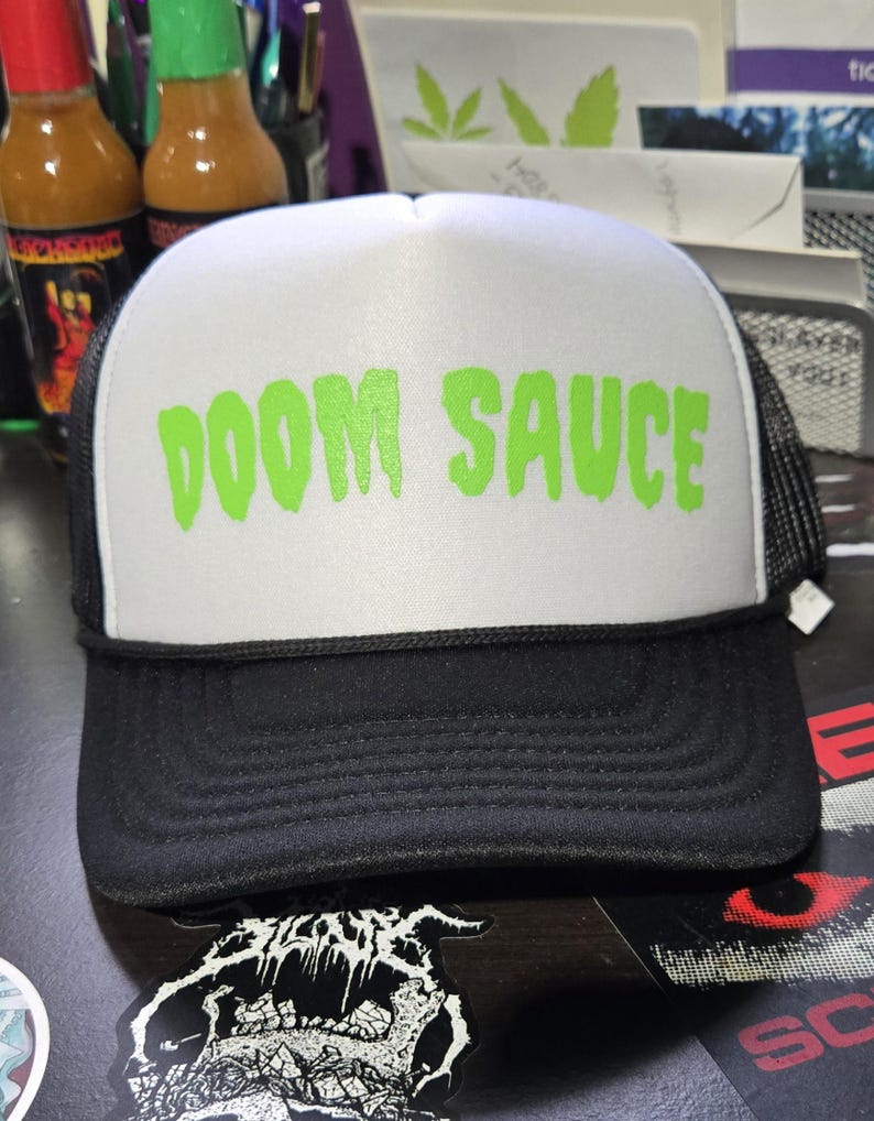 Doom Sauce Trucker Cap, Black and White - Etsy