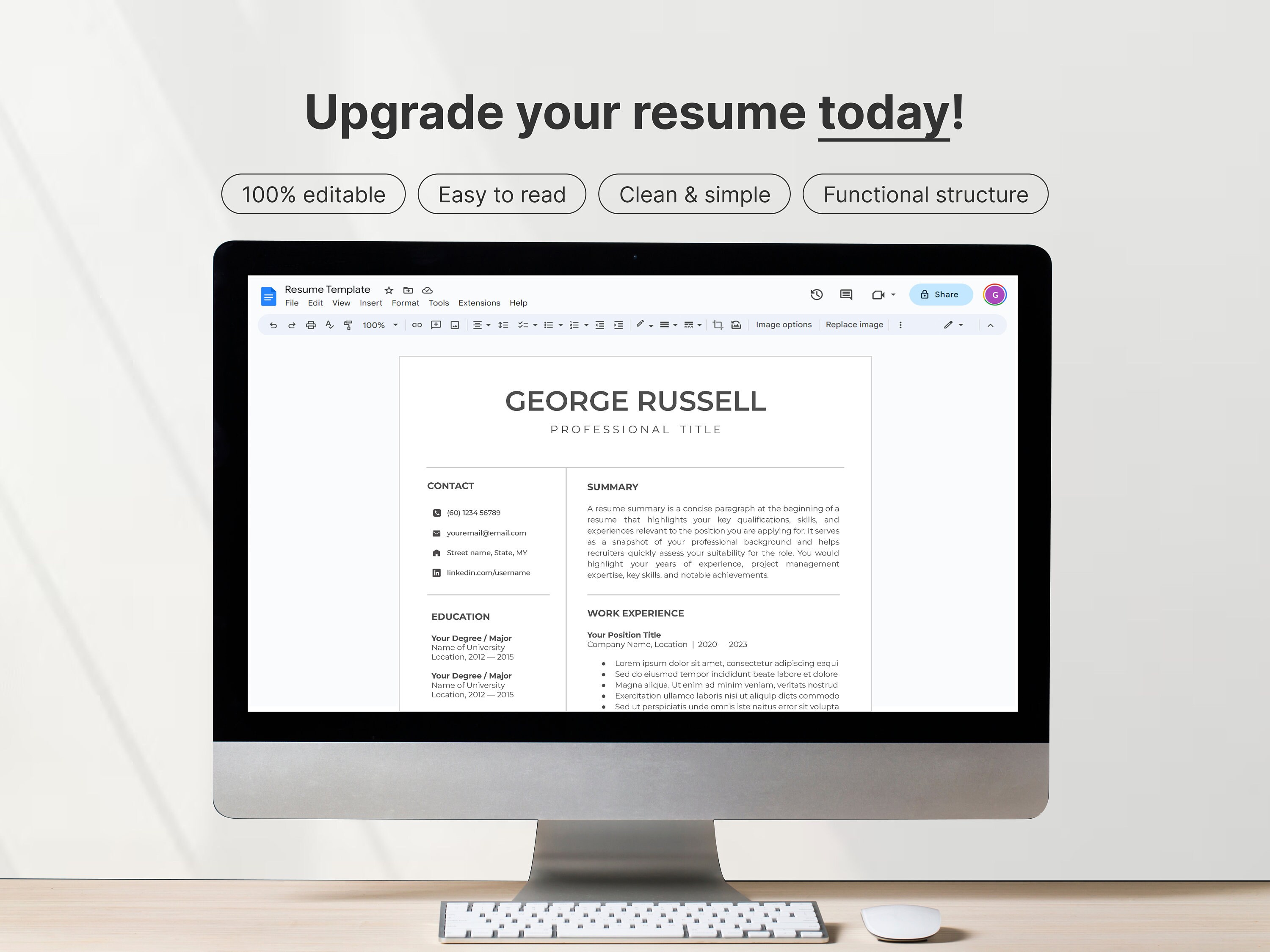 Resume Template Resume Template Google Docs Resume - Etsy